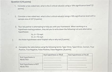 Solved Question 5 [15 ﻿points]consider A Two Sided Test