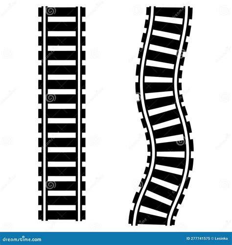 Curved Railway Rails Vector Isolated Illustration Stencil CartoonDealer Com 277545347