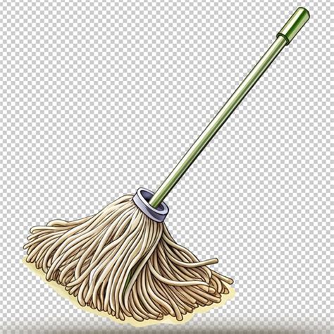 手繪的mop卡通向量插圖片段在透明的背景上隔離 Premium Ai 生成 Psd