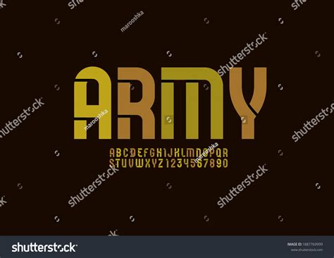 Stencil Army Font Condensed Military Alphabet Stock Vector Royalty