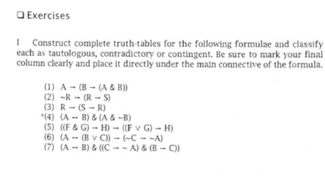 Solved Construct Complete Truth Tables For The Following