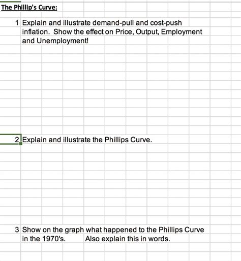 The Phillips Curve 1 Explain And Illustrate Demand Pull And Cost Push Inflation Show The