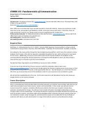 COMM 101 Lecture Lab Syllabus Spring 2023 Docx COMM 101 Fundamentals Of Communication