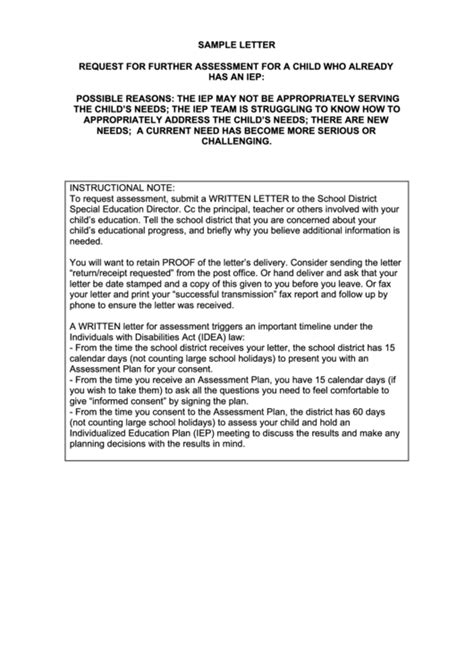 Iep Evaluation Request Letter Template