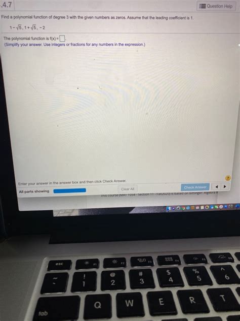 Solved Question Help Find A Polynomial Function Of Chegg