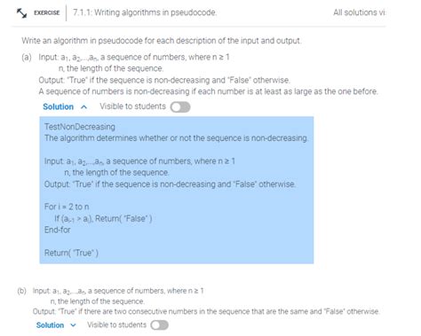 Solved Write An Algorithm In Pseudocode For Each Description
