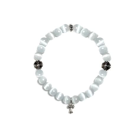 Chrome Hearts Tiny Cross Cat Eye Stone Bracelet