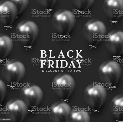 블랙 프라이데이 세일 검은 색과 은색 풍선 배경입니다 휴일 배너 웹 포스터 전단지 커버 카드 축제 기념 배경 발롱 벡터