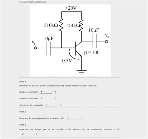 Solved Consider The Bjt Amplifier Circuit Part A Determine