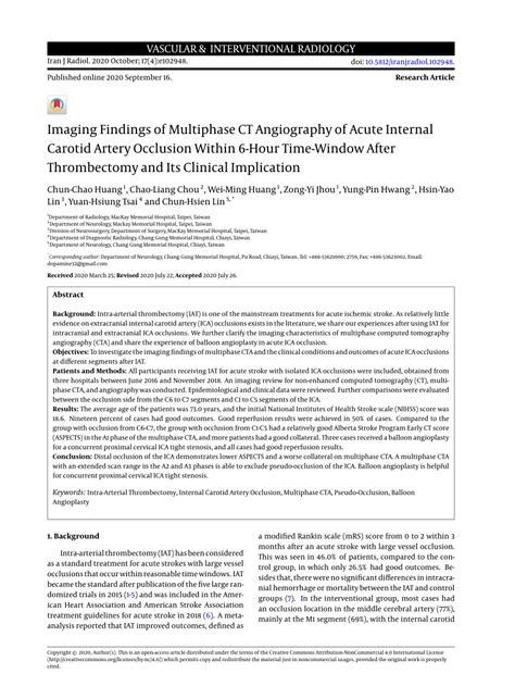 Pdf Imaging Findings Of Multiphase Ct Angiography Of Acute Internal Carotid Artery Occlusion