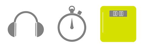 실행 중인 스포츠 아이콘의 벡터 세트스포츠 팀을 위한 무선 이어폰 스포츠 타이머 체중 측정 저울 로고 아이콘 포스터 배너 스포츠