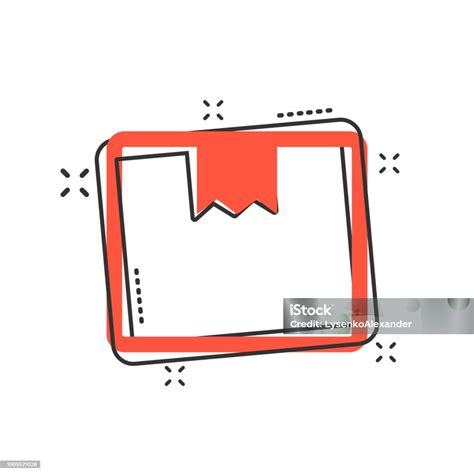 벡터 만화 스타일에서 만화 포장 상자 아이콘입니다 배송 팩 기호 그림 그림 상자 비즈니스 스플래시 효과 개념입니다 놀라움에 대한 스톡 벡터 아트 및 기타 이미지 Istock