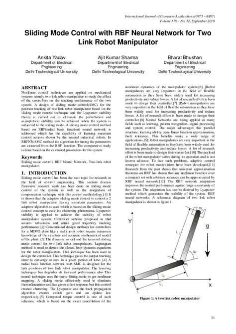 Pdf Sliding Mode Control With Rbf Neural Network For Two Link Robot Manipulator