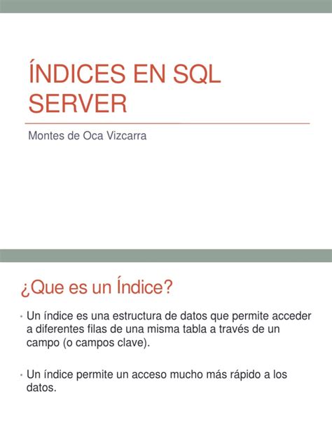 Índices Sql Server Pdf Tabla Base De Datos Sql