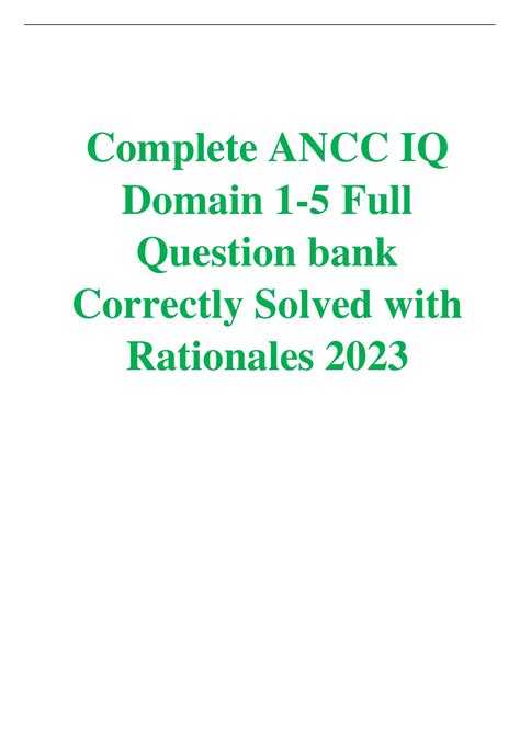 Complete Ancc Iq Domain 1 5 Full Question Bank Correctly Solved With Rationales 2023 Nursing