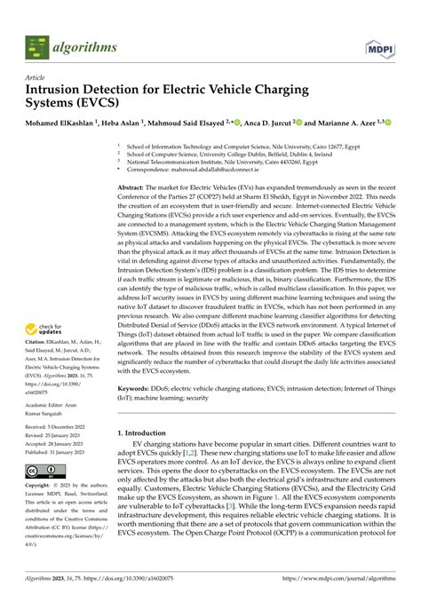 Pdf Intrusion Detection For Electric Vehicle Charging Systems Evcs