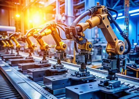 Closeup View Of Precision Components In A Modern Robotic Assembly Line Examining The Intricate