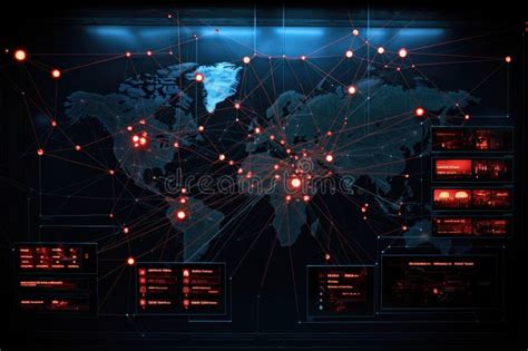 Screen With Network Topology And Threats Cyber Security Data Protection Business Technology