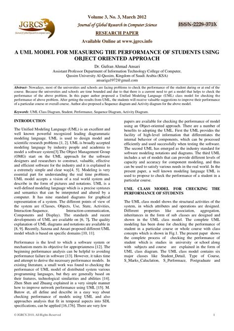 Pdf A Uml Model For Measuring The Performance Of Students Using