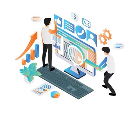 Isometric Style Illustration Of Seo Data Analysis Team 6552110 Vector