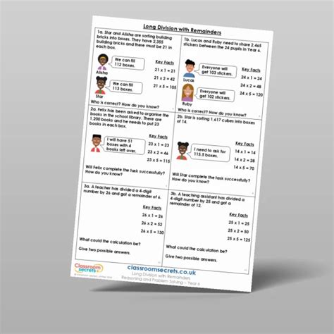 Year 6 Long Division With Remainders Reasoning And Problem Solving