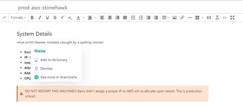 [bug report] grammarly does not render when editing articles · issue 3168 · bookstackapp
