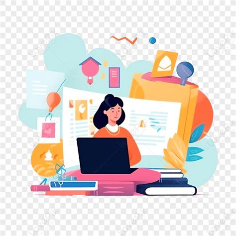 온라인 교육 개념 그림 디지털 교실 온라인 교육 은유그래픽현대의 Png 일러스트 무료 다운로드 Lovepik