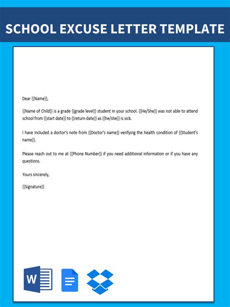 School Excuse Letter Templates At