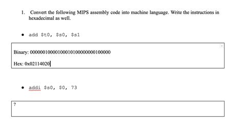 solved 1 convert the following mips assembly code into