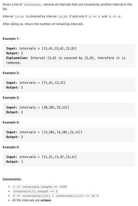1288 Remove Covered Intervals Kickstart Coding