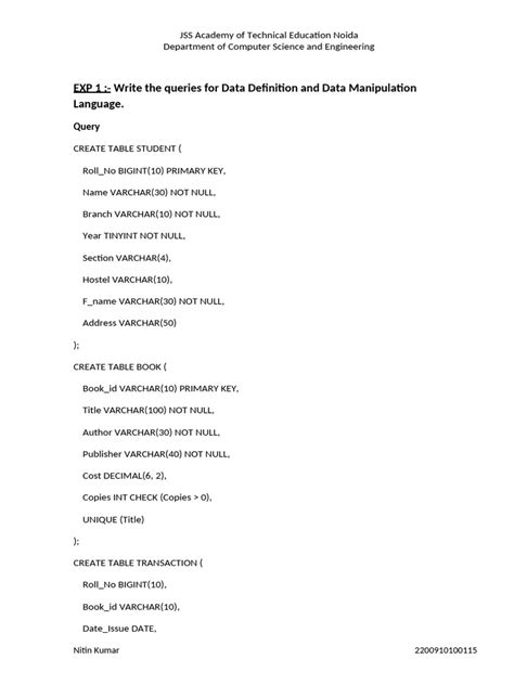 Nitin Dbms Lab File Pdf Control Flow Databases