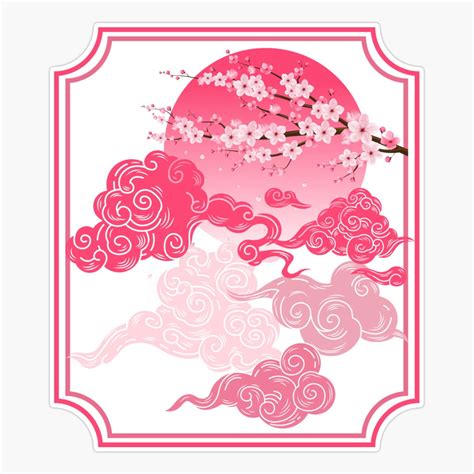 Onim Japanese Pink Clouds Japan Cranes Japanese Art Cherry Blossom
