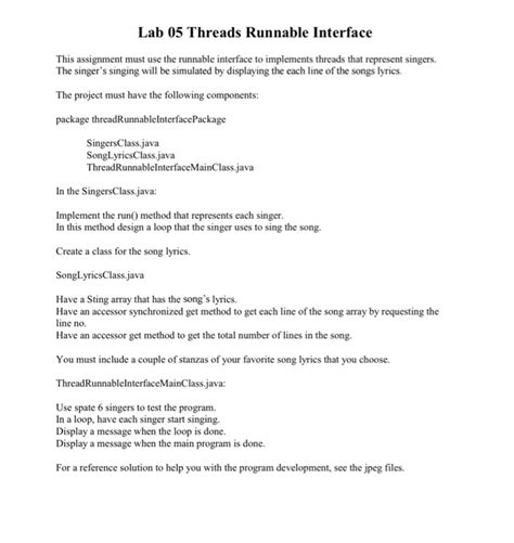 Solved Lab 05 Threads Runnable Interface This Assignment