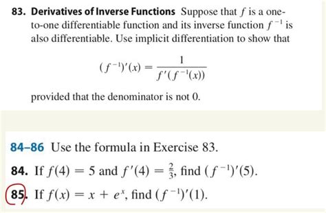 Solved 83 Derivatives Of Inverse Functions Suppose That F