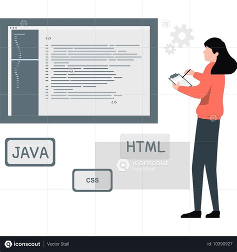 female developer pointing programming development illustration free