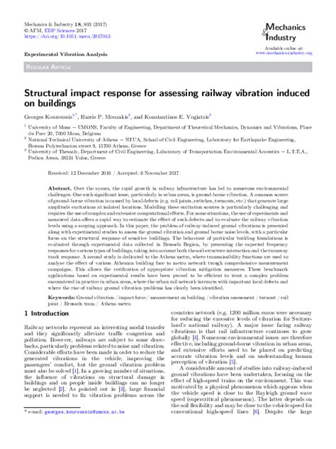 Pdf Structural Impact Response For Assessing Railway Vibration Induced On Buildings