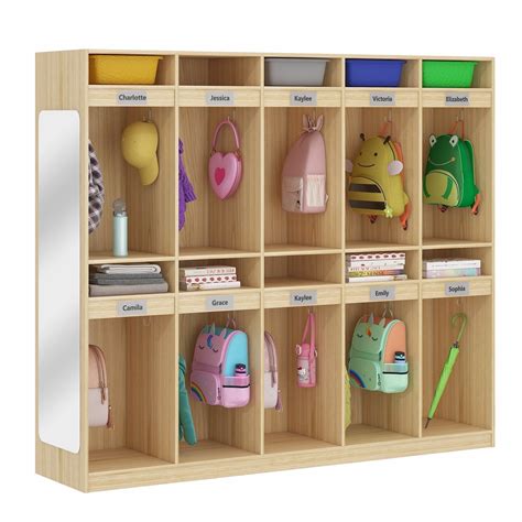 Advwin 10 Section Classroom Coat Locker With Cubbies Hooks And Mirror