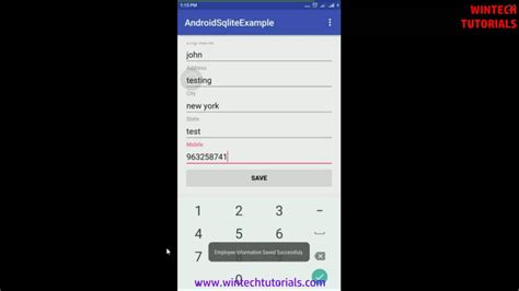 Android Sqlite Database Wintech Tutorials