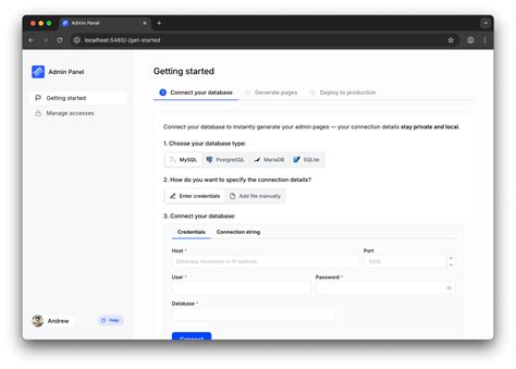 Connect To Database Kottster Documentation