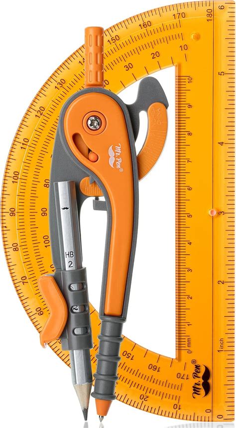 Mr Pen Compass And Protractor Set Dark Orange Compass Geometry Tool Protractor And Compass