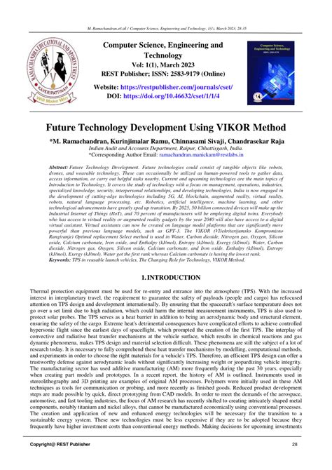 Pdf Future Technology Development Using Vikor Method