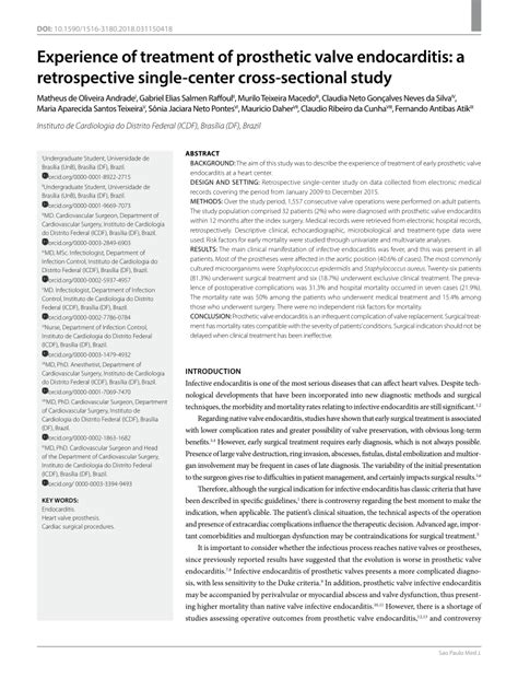 Pdf Experience Of Treatment Of Prosthetic Valve Endocarditis A