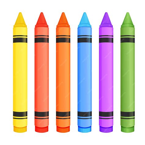 Wax Crayons Set In Cartoon Style Isolated On White Background Preschool