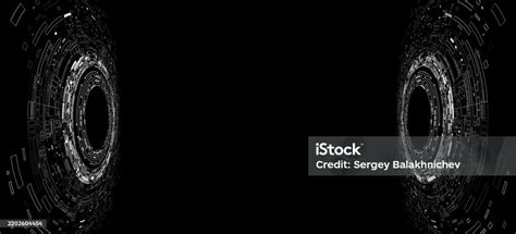 검은색 배경에 흰색 디지털 기술 서클 빅 데이터 Ai 시각화 배경 디자인을 위한 미래지향적인 기술 요소 벡터 일러스트 레이 션 Brand Name Video Game에 대한