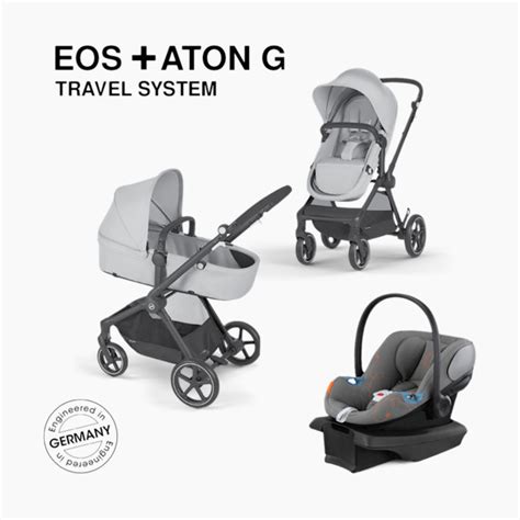 Cybex Eos 5 In 1 Travel System Stroller Lightweight Aton G Infant Car Seat Lava Grey