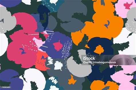 손으로 그린 꽃 보편적인 자유형 꽃 원활한 패턴을 그림 배경 카드 배너 포스터 표지 초대장 패브릭 헤더 또는 브로셔 용 그래픽 디자인 가리기에 대한 스톡 벡터 아트 및 기타