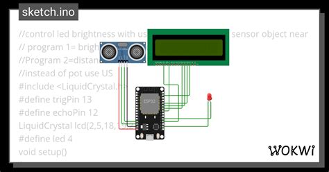Led Brighntness Control Using Us Sensor Wokwi Esp32 Stm32 Arduino Simulator