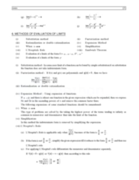 Solution Limits Continuity Differentiability Formula Sheet Mathongo