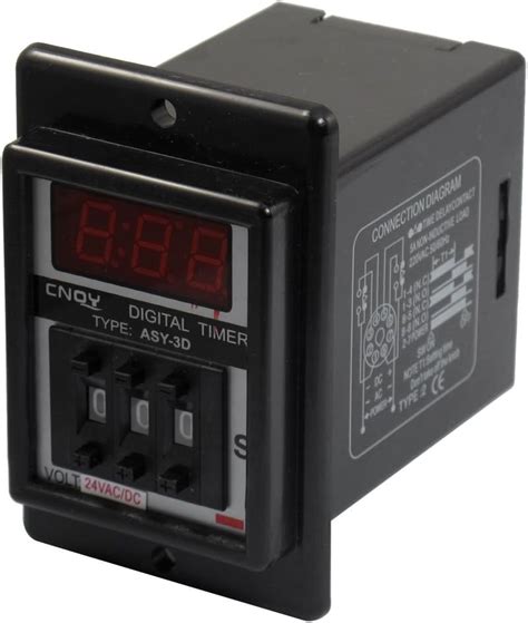 Qtqgoitem Panel Mount 1 999 Second Black Digital Timer Time Delay Relay Ac Dc 24v