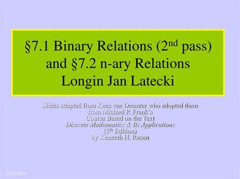 PPT Binary Relations Nd Pass And N Ary Relations Longin
